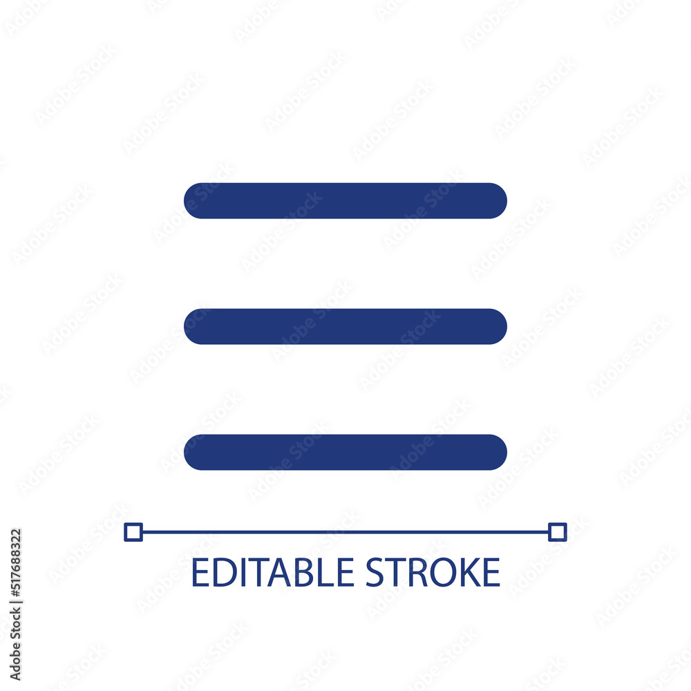 Hamburger like menu pixel perfect RGB color ui icon. Three lines. More options. Simple filled ...