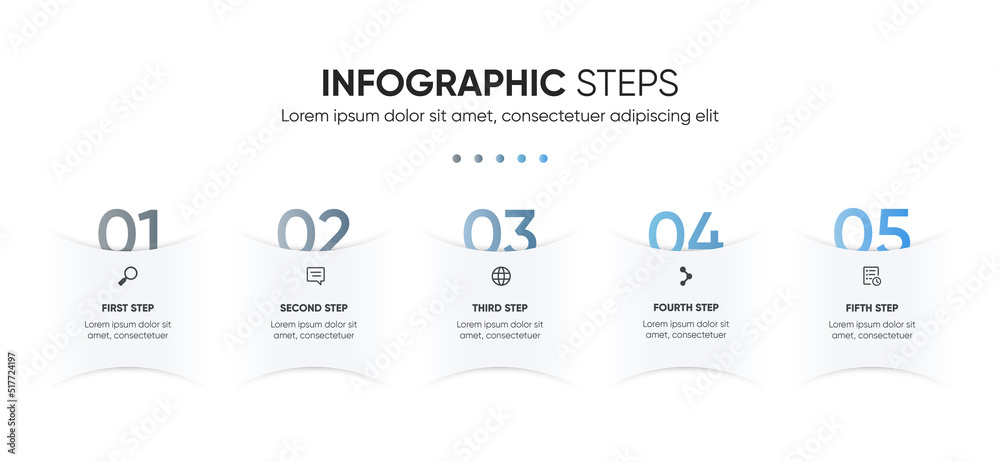 5 steps infographic presentation design with big numbering. Modern ...