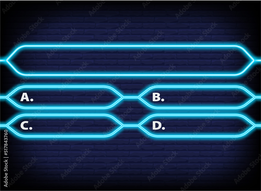Neon quiz game template. Four options answers for knowledge exam in ...