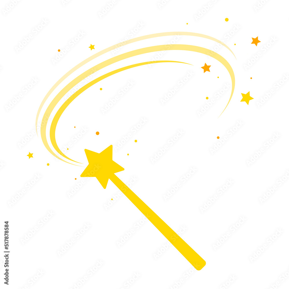 Magic wand vector with stars. Transparent miracle stick, magician's ...