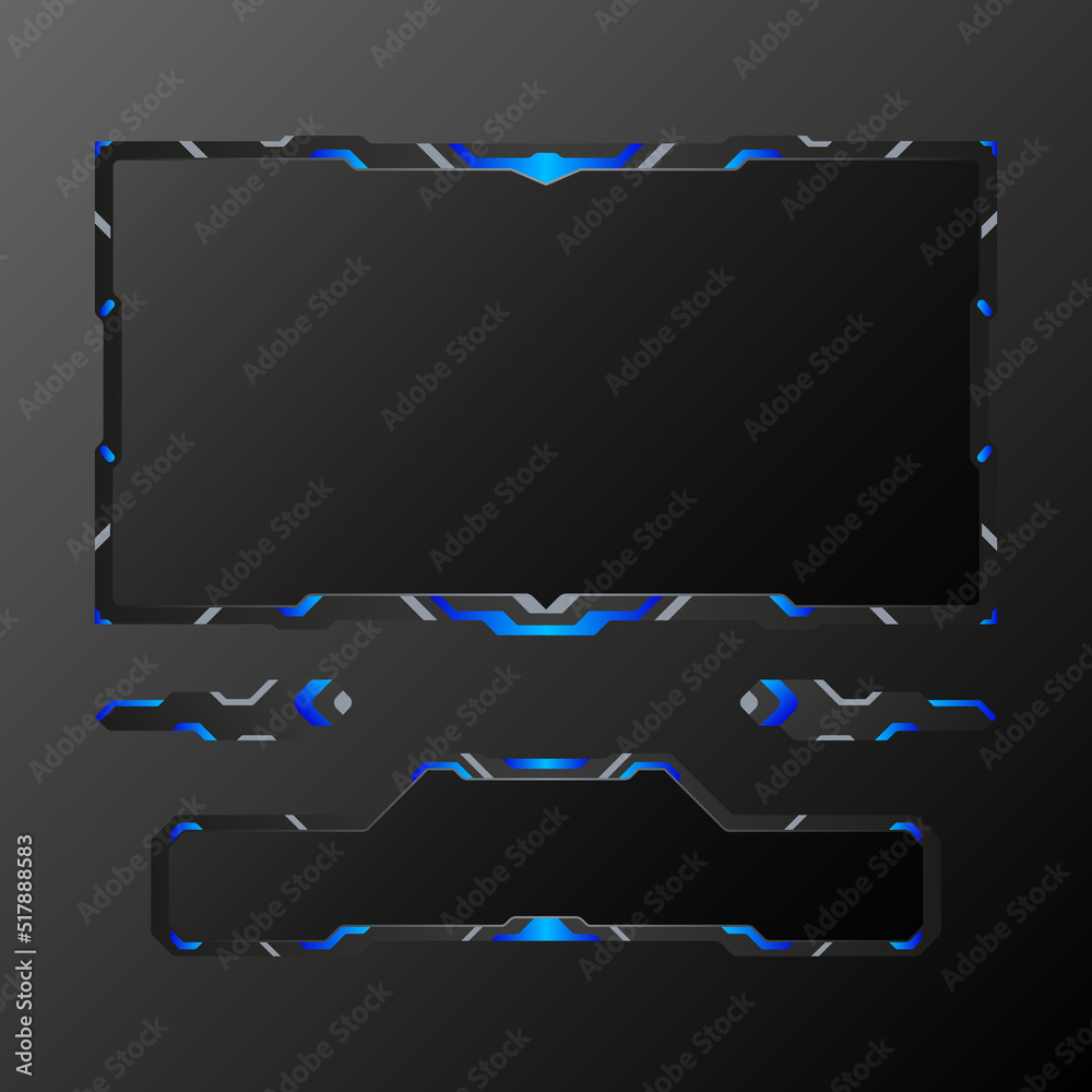 Live stream overlay futuristic technology game interface video screen ...