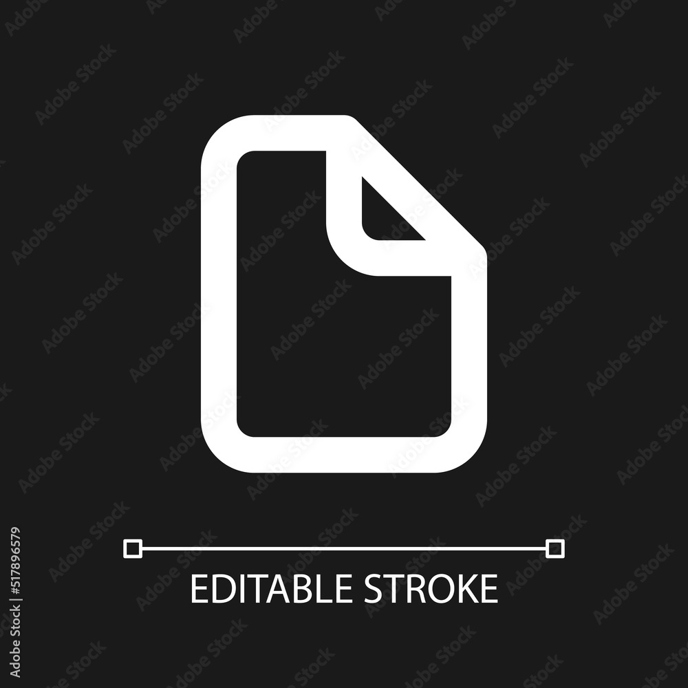 File pixel perfect white linear ui icon for dark theme. Desktop shortcut. Note taking app ...