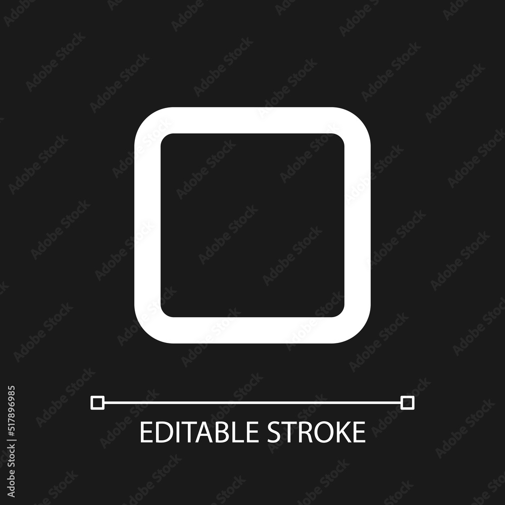 Stop button pixel perfect white linear ui icon for dark theme. Music player. Playing multimedia ...