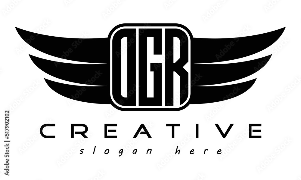 OGR three Letter Wings minimalist creative concept flag Flying abstract ...