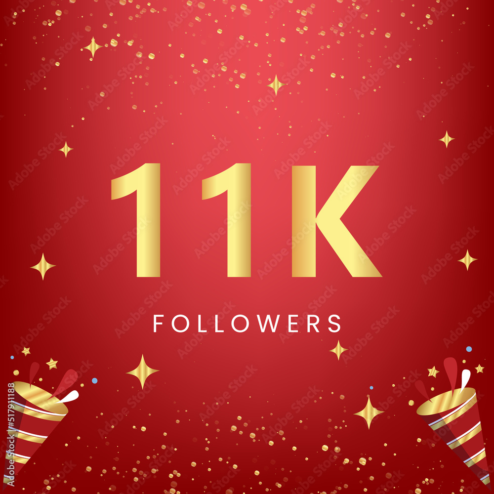 Thank you 11k or 11 thousand followers with gold bokeh and star ...