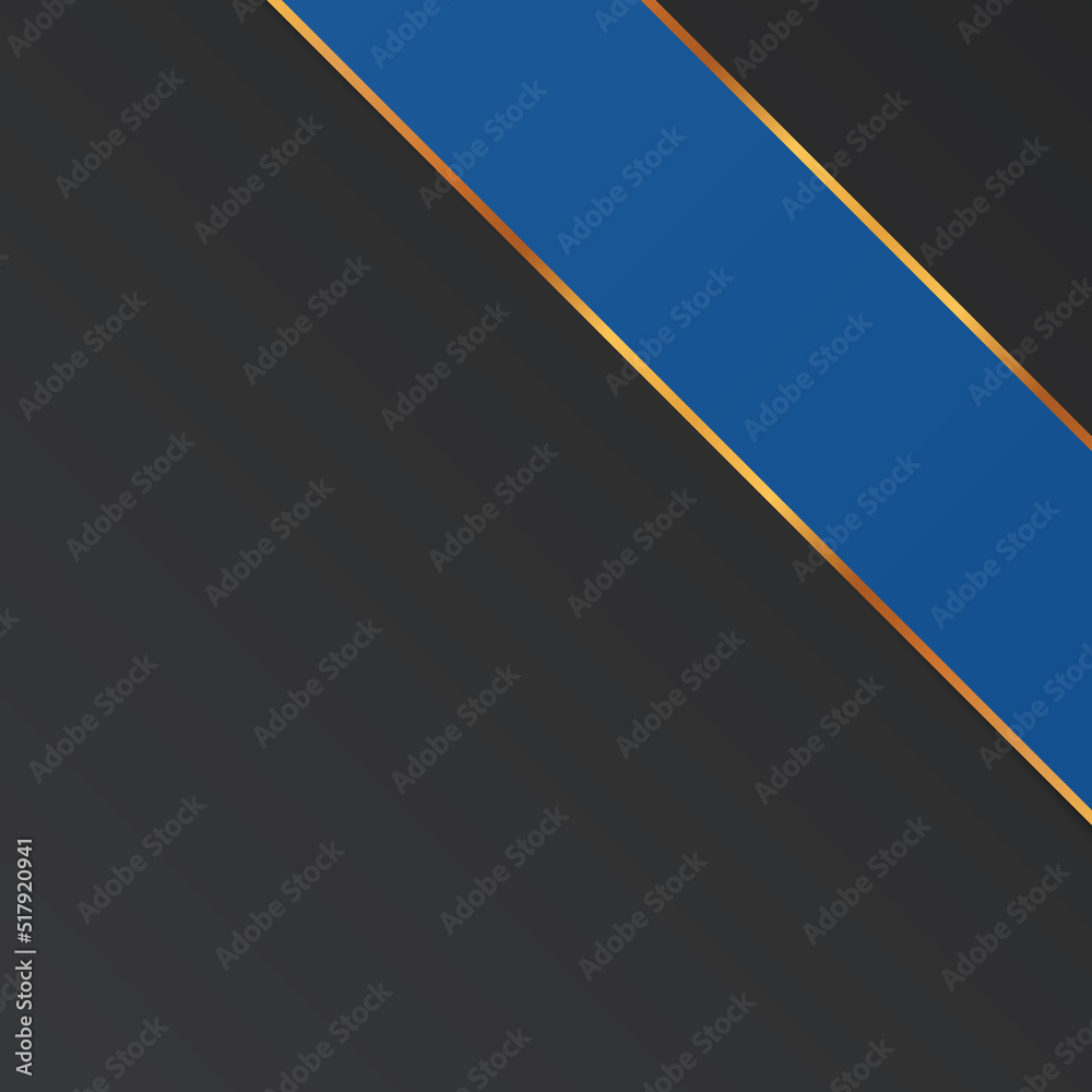 vector illustration of blue corner ribbon banner with gold colored ...