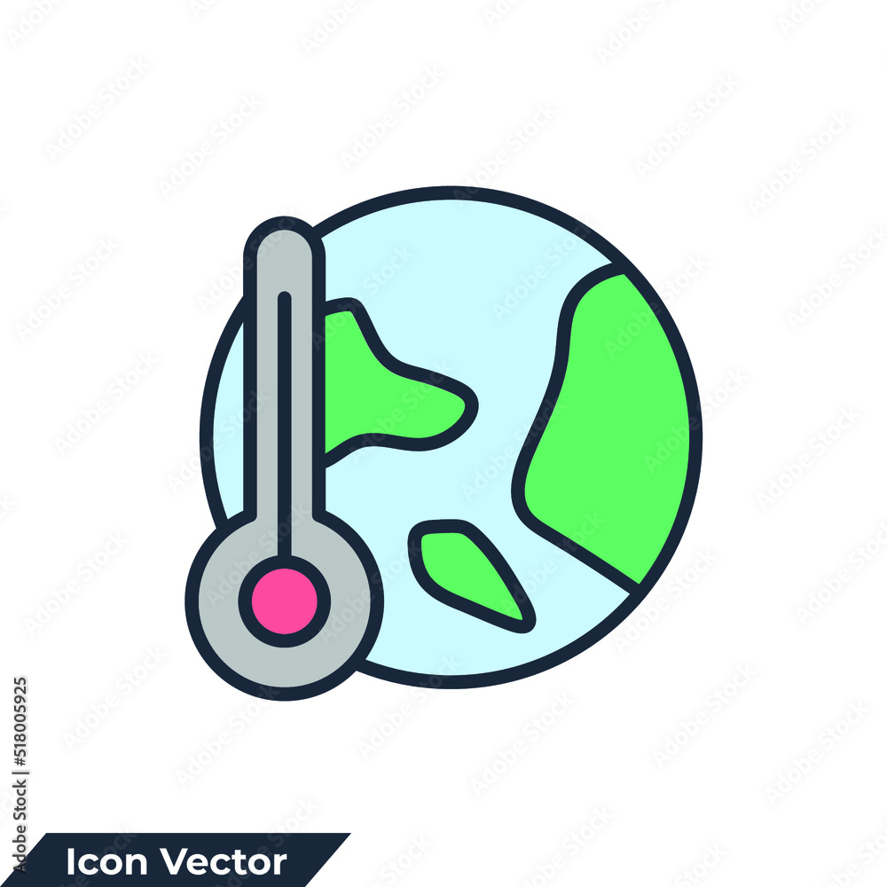 global warming icon logo vector illustration. Global temperature symbol ...