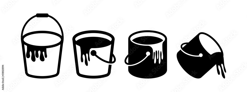 Paint bucket icon set design template vector isolated illustration ...