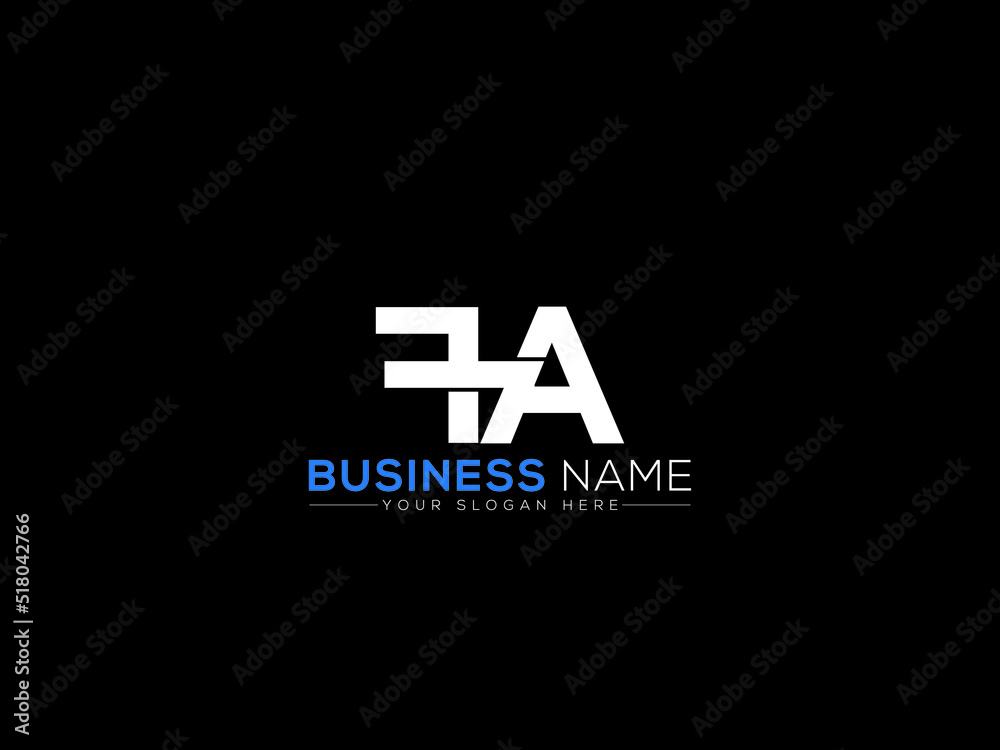 Alphabet FA Logo Icon, Unique Fa af Logo Letter Design With Blue and ...