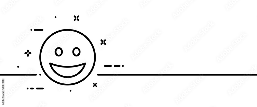 Smiling emoticon line icon. Reaction, emoji, emotion, joyful, contented ...