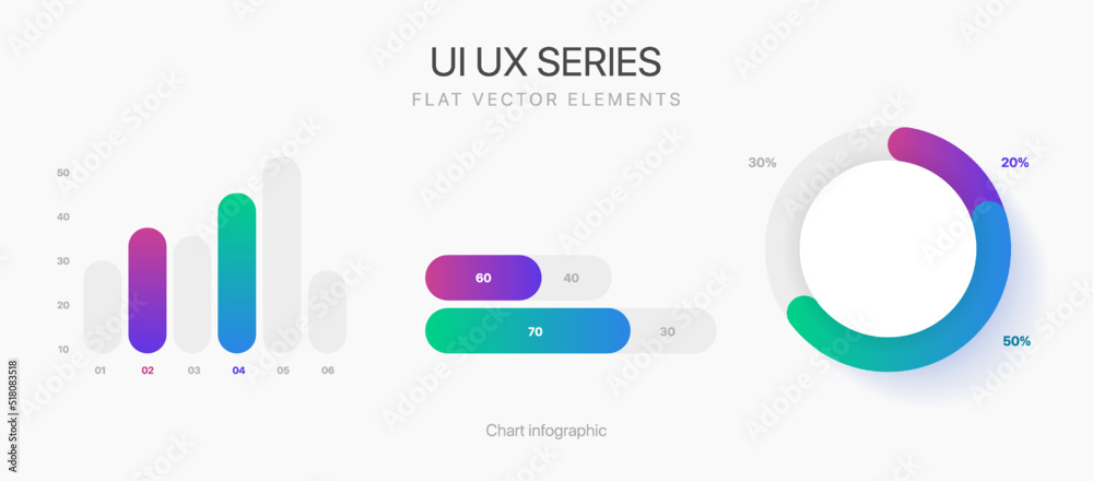 Chart options statistic infographic elements - bar and line charts ...