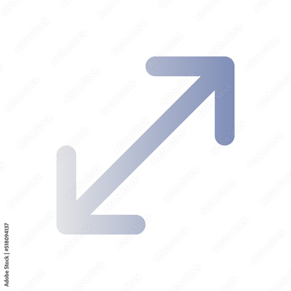 Enlarge flat gradient color ui icon. Scaling player window. Gesture on touch screen. Zooming in ...