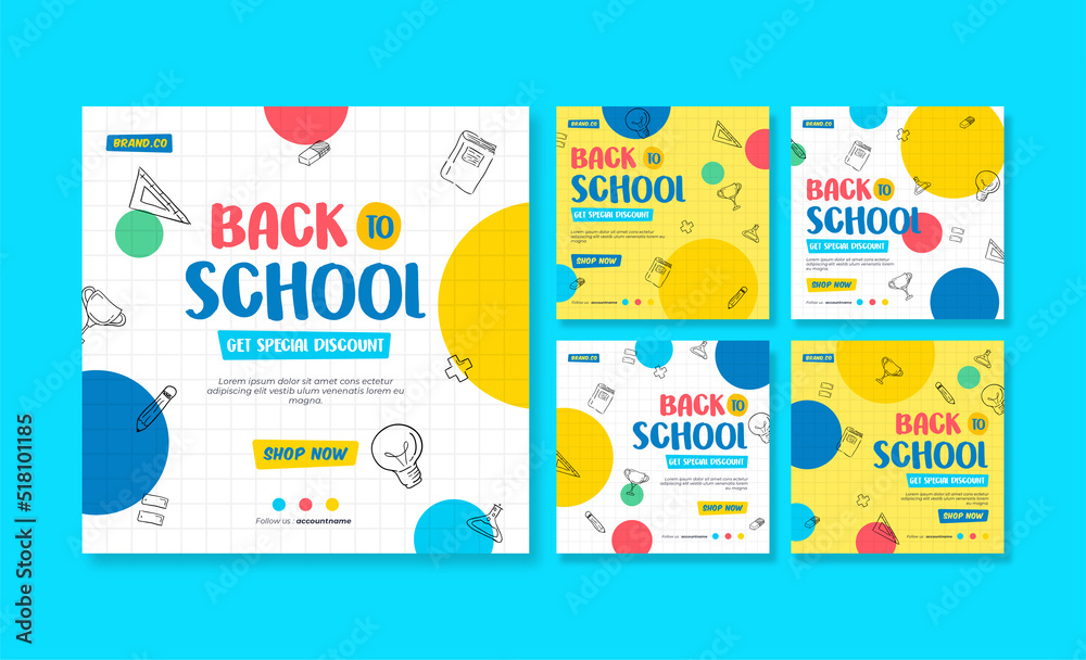 Back to school social media post. Colorful social media template ...