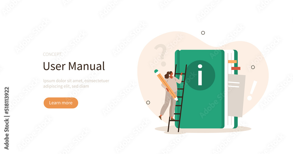 Instruction manual. People characters reading and writing privacy ...