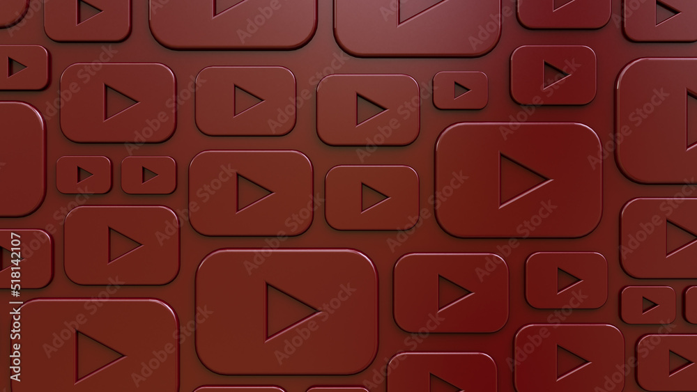 Red background with embossed Youtube logo pattern Stock Photo | Adobe Stock