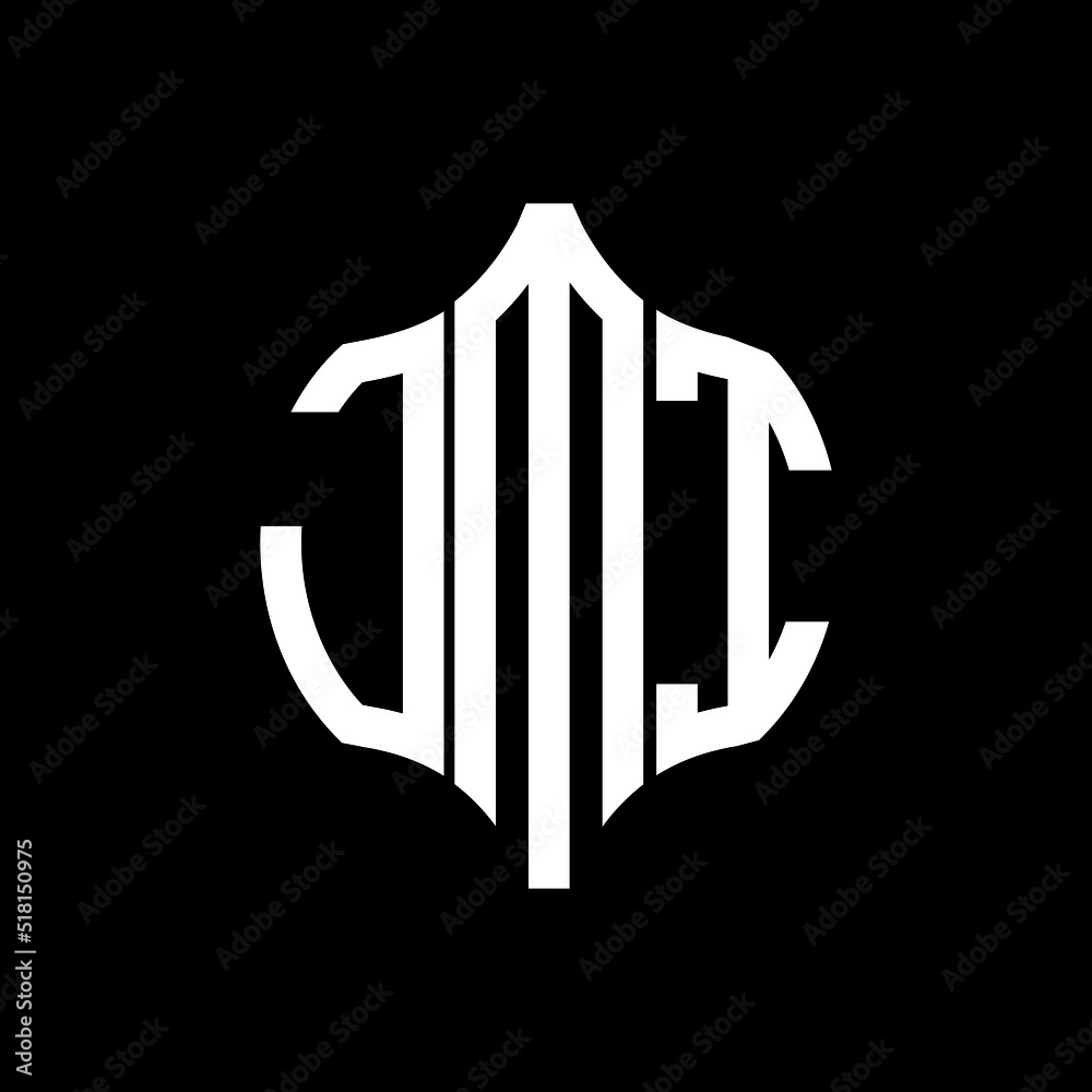 JMI letter logo. JMI best black background vector image. JMI Monogram ...
