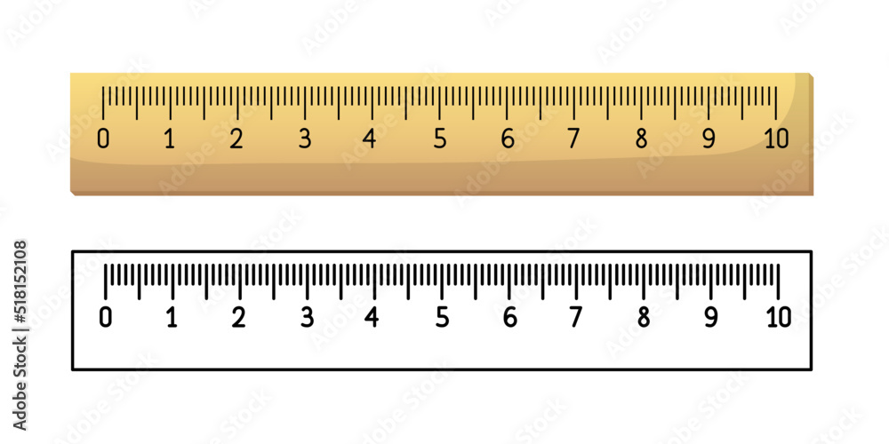 Yardstick. Measuring ruler set. Vector clipart isolated on white ...