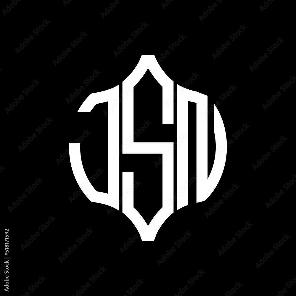 JSN letter logo. JSN best black background vector image. JSN Monogram ...