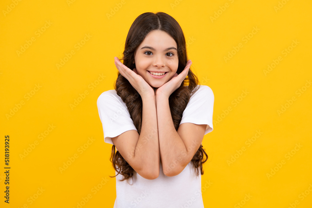 Happy teenager, positive and smiling emotions of teen girl. Headshot ...