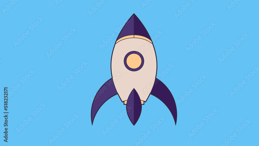 Space shuttle take-off animation. Rocket flying cartoon style anime ...