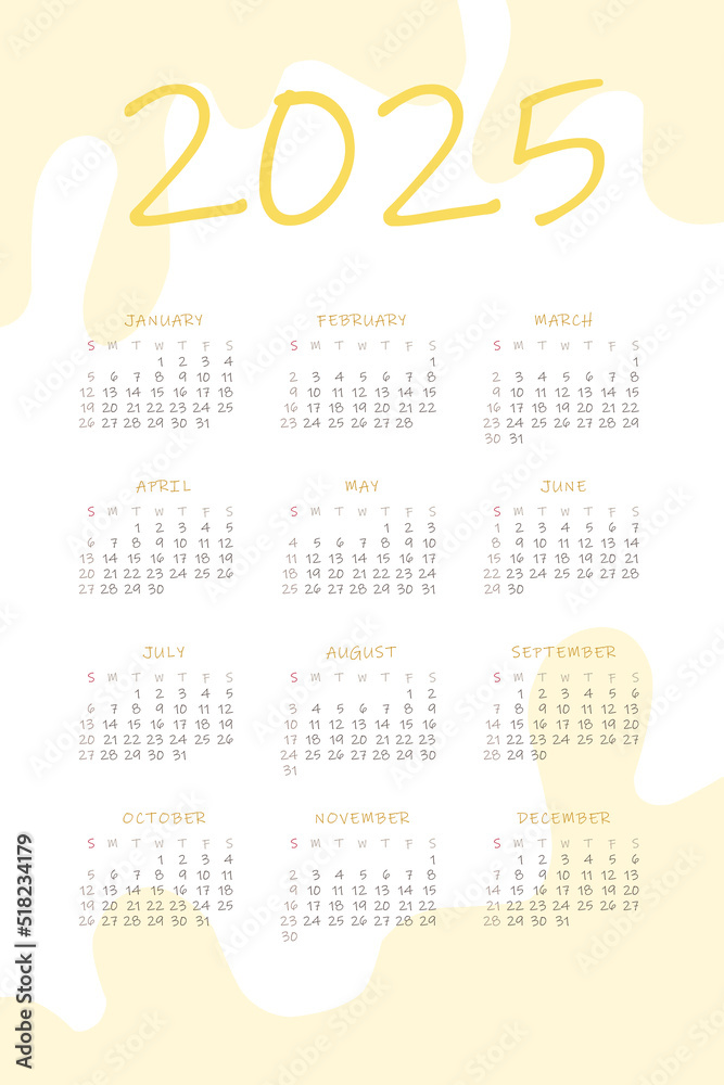 2025 calendar with delicate minimalist design pastel color palette ...