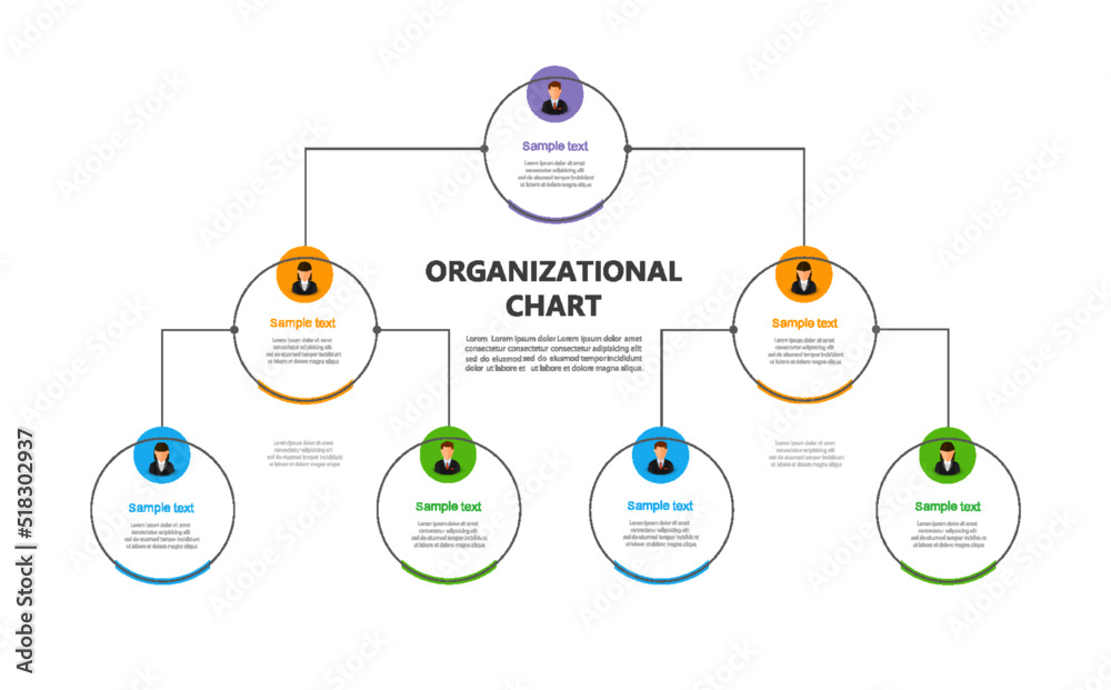 Corporate organizational chart with business avatar icons. Business ...