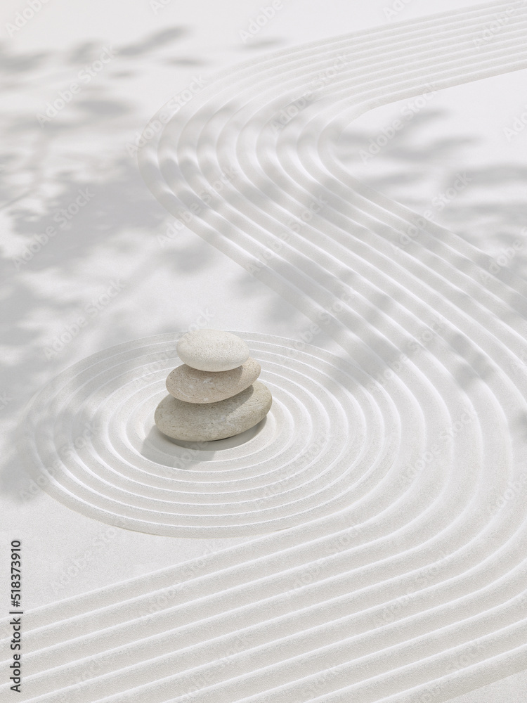 Japanese zen garden stone balance on nature light white background.for ...