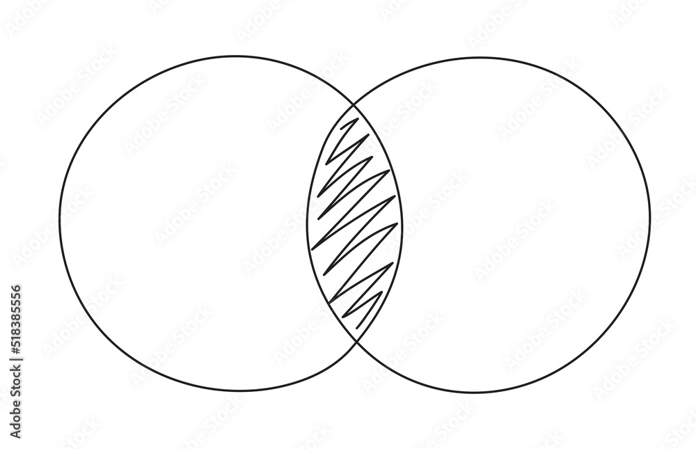 Venn diagram template two circle hand draw line style for presentation ...