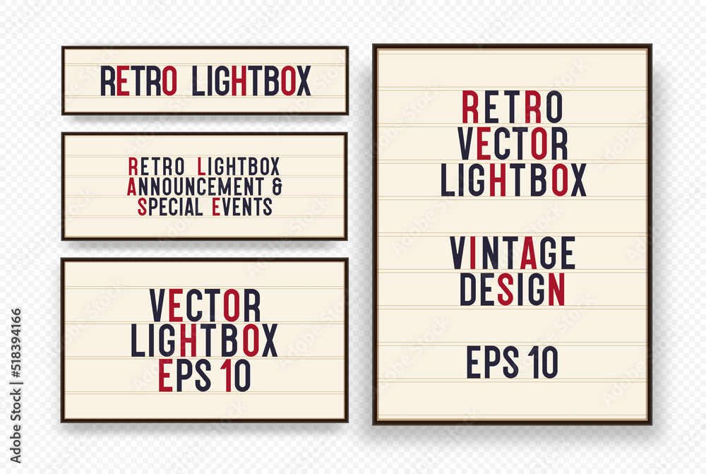 Lightbox vector retro banner set diffeernt size high quality, vintage ...