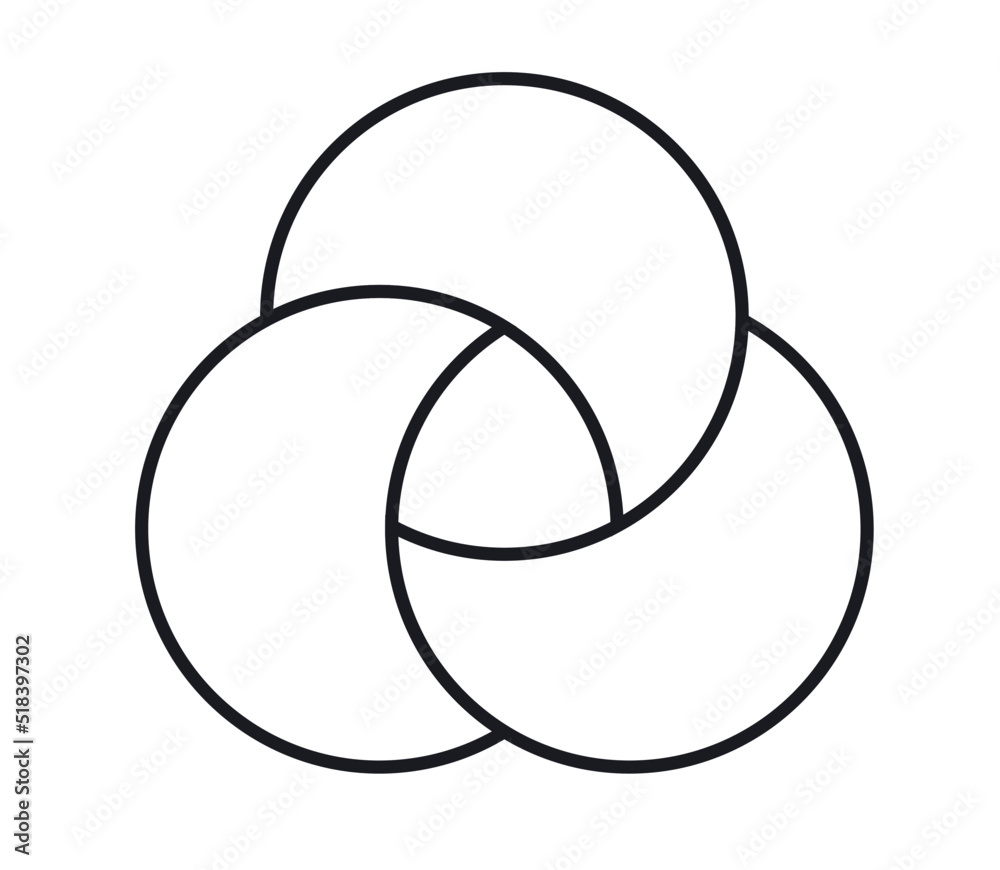 Venn diagram template line style for presentation, start up project ...