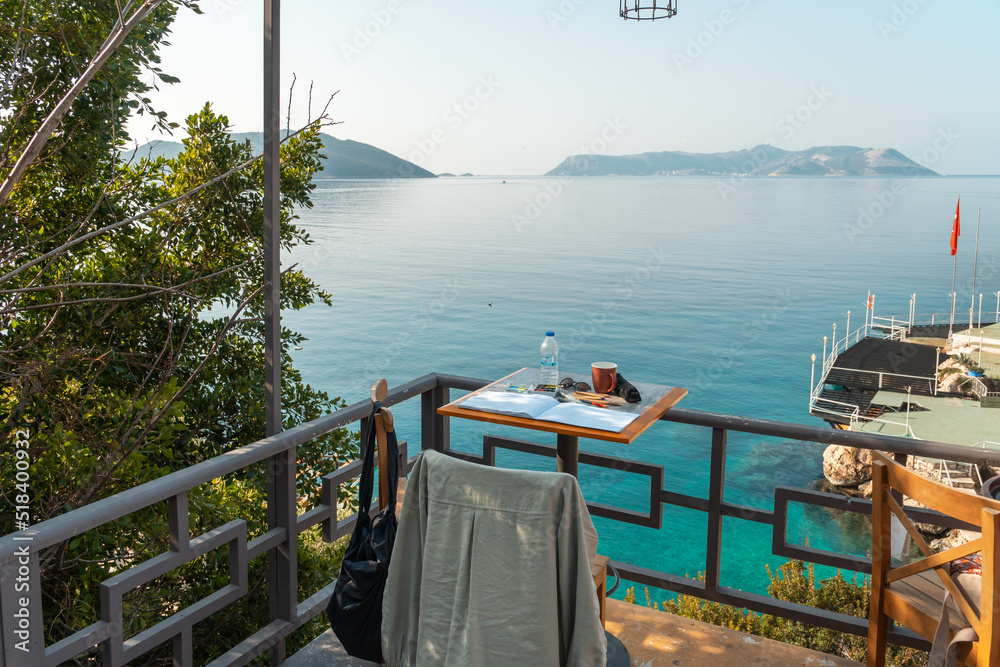 Terrace table drawing view Stock Photo | Adobe Stock