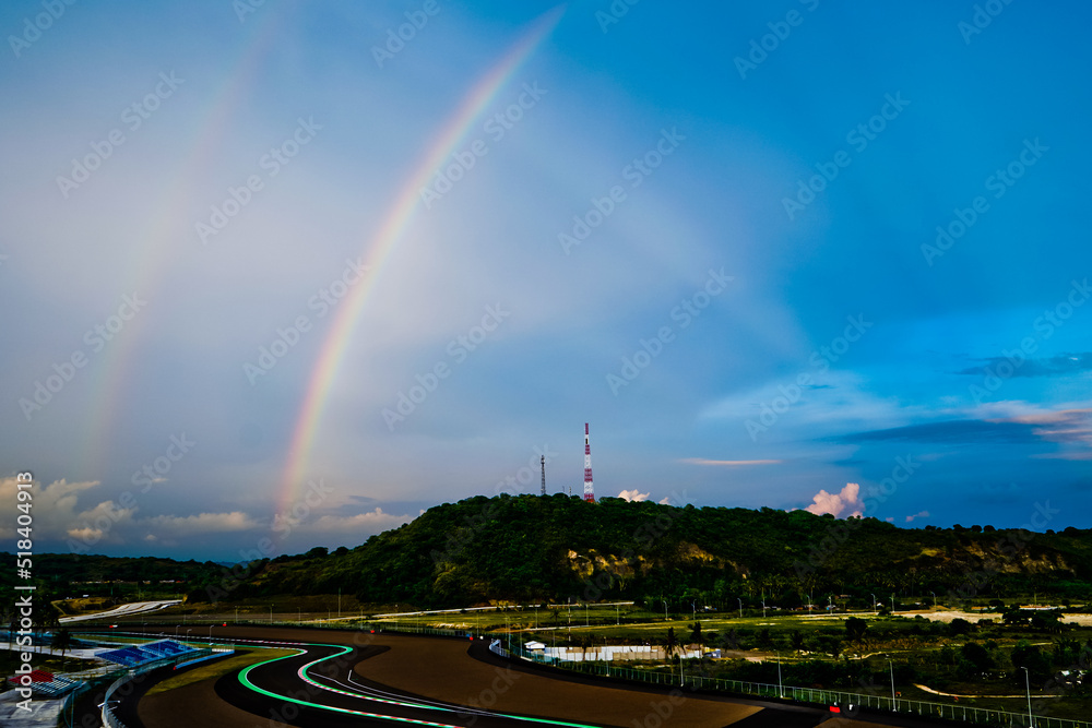Rainbow at the Mandalika Circuit, Lombok, West Nusa Tenggara, Indonesia ...