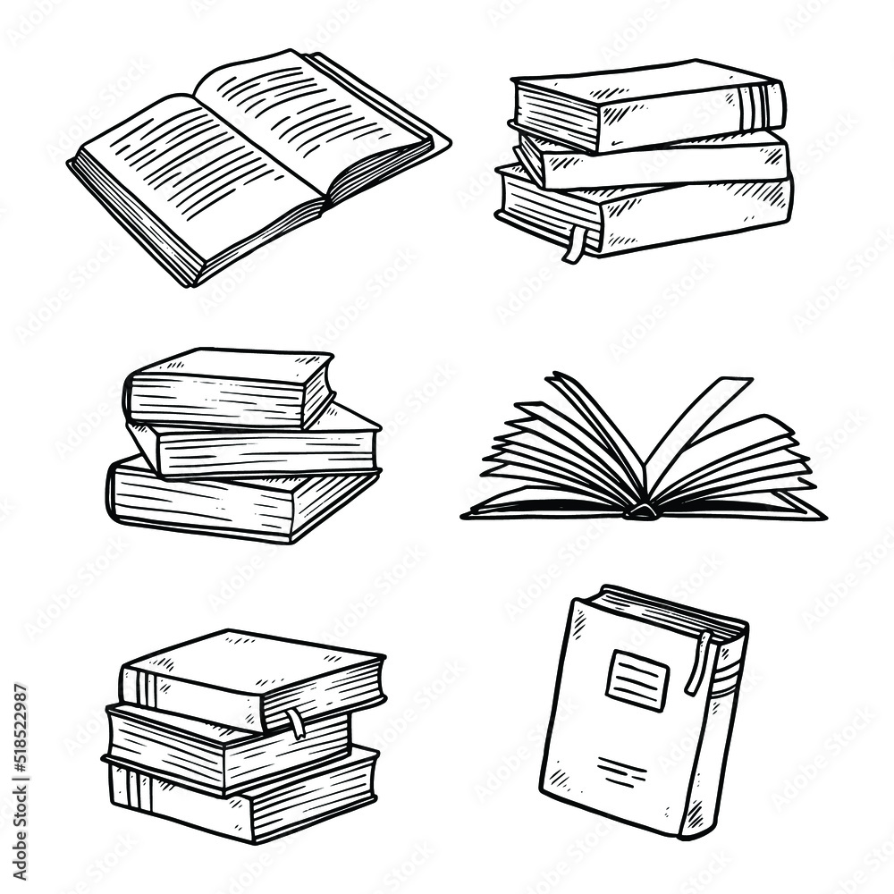 set of book hand drawn illustration vector Stock Vector | Adobe Stock