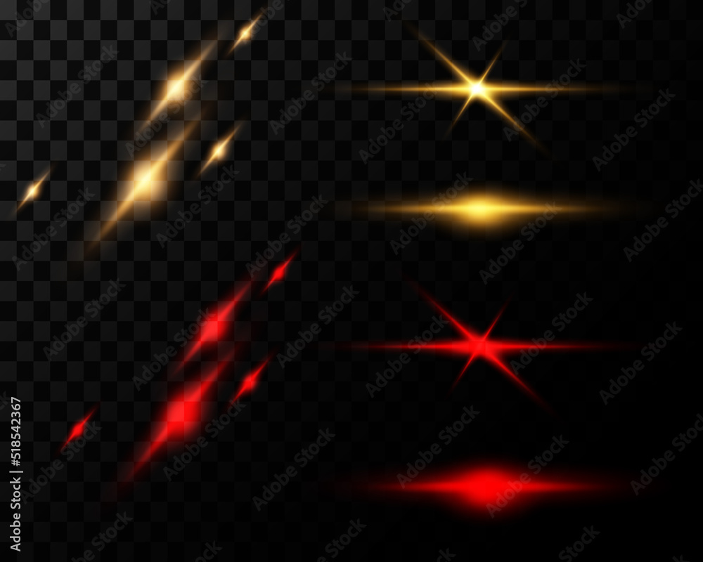 Realistic lens flare elements collection. Light effect design. On a ...