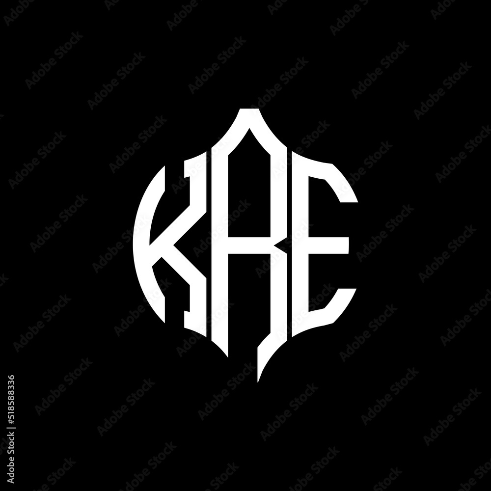 KRE letter logo. KRE best black background vector image. KRE Monogram ...