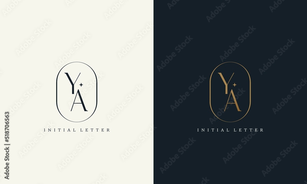 premium YA logo monogram with gold circle frame. luxury initials design ...