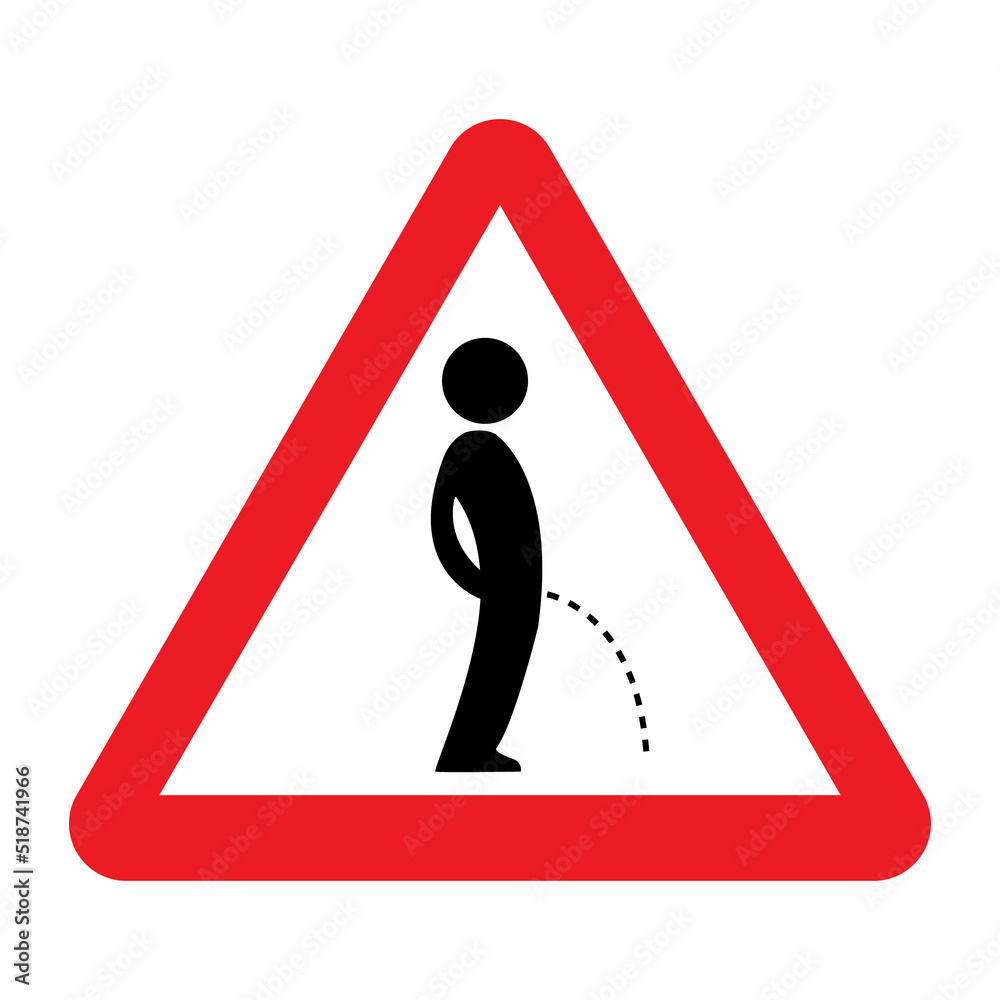 Peeing on the floor sign. Vector illustration of red triangle warning ...