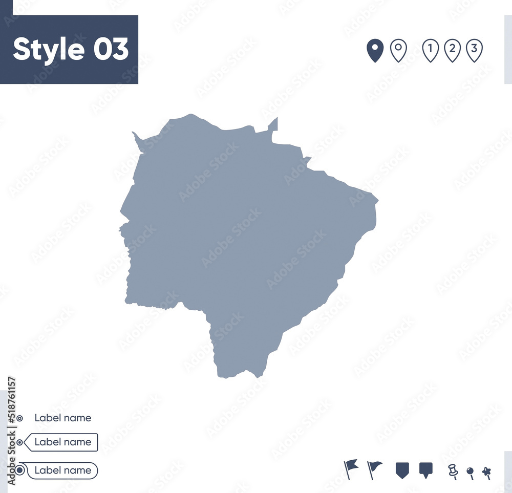 Mato Grosso Do Sul, Brazil - map isolated on white background. Outline map. Vector map. Shape ...