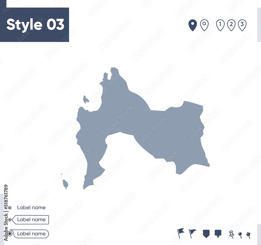 Biobio, Chile - map isolated on white background. Outline map. Vector ...