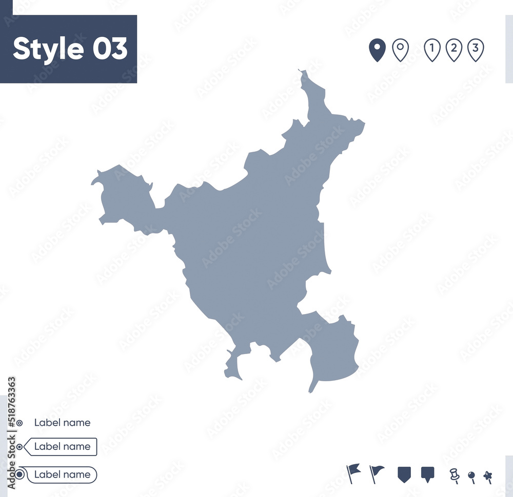 Haryana, India - map isolated on white background. Outline map. Vector ...