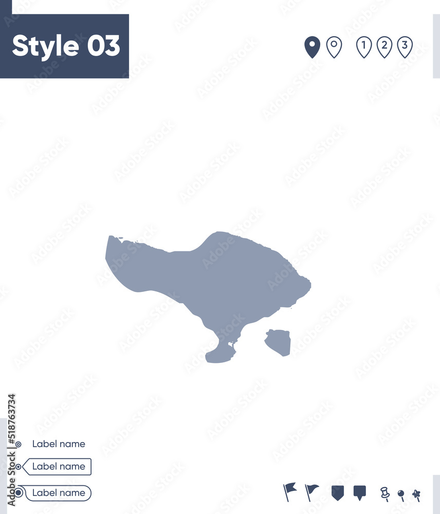 Bali, Indonesia - map isolated on white background. Outline map. Vector ...