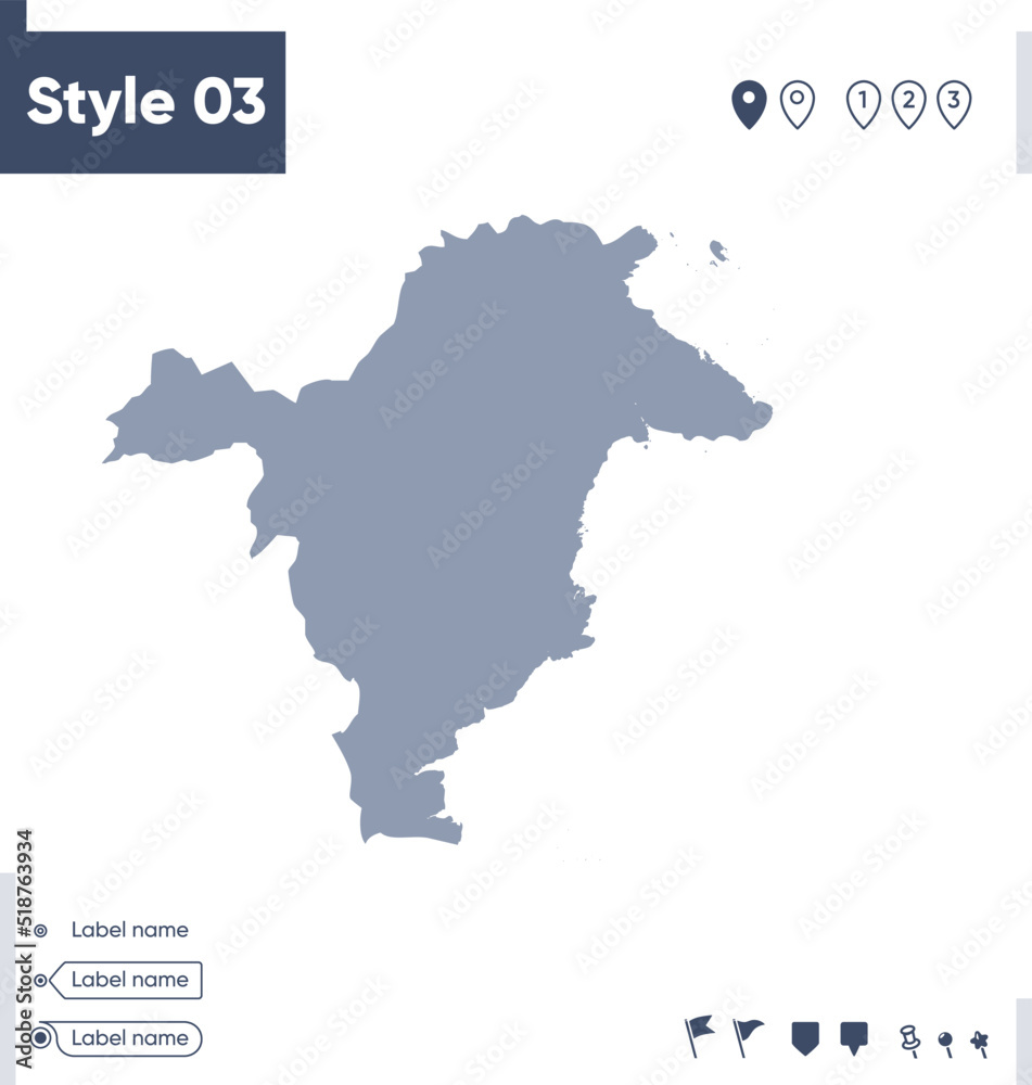 East Kalimantan, Indonesia - map isolated on white background. Outline map. Vector map. Shape ...