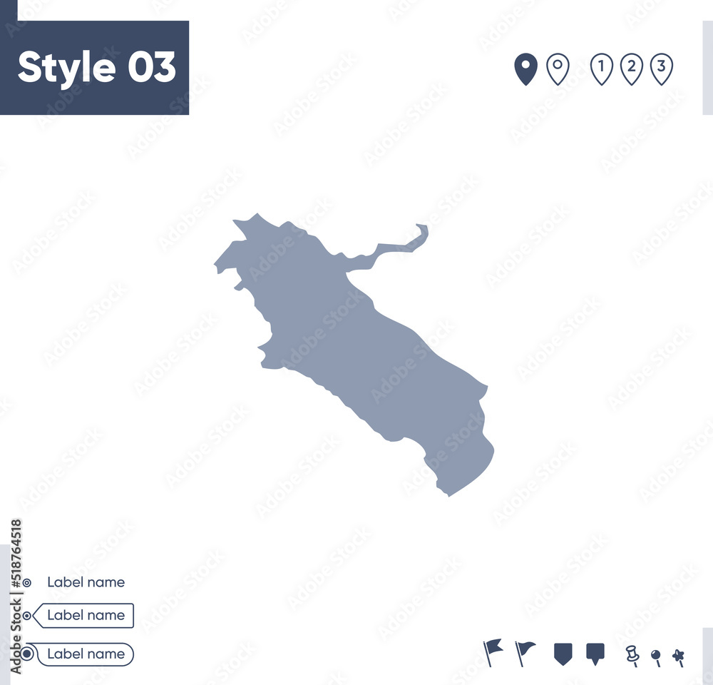 Ilam, Iran - map isolated on white background. Outline map. Vector map ...