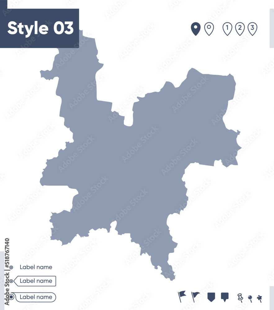 Kirov Region, Russia - map isolated on white background. Outline map ...