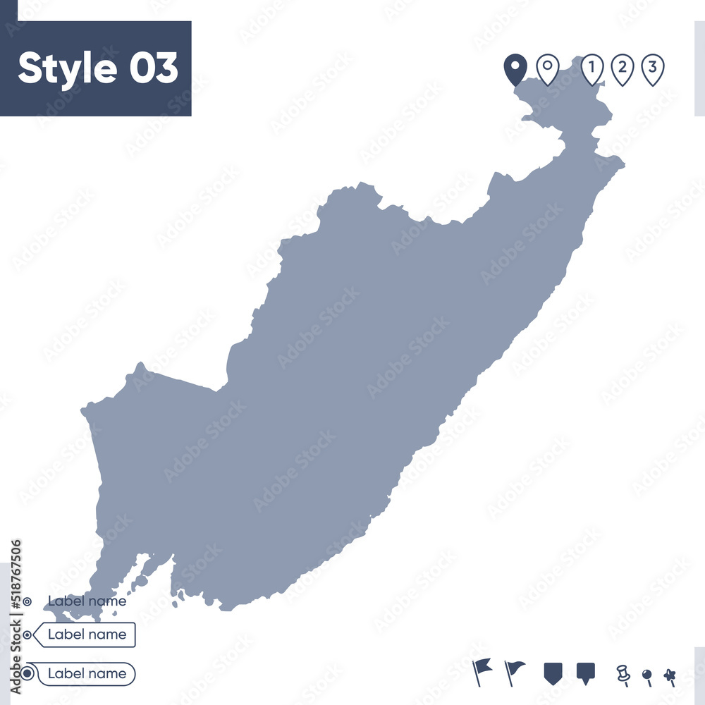 Primorye Territory, Russia - map isolated on white background. Outline ...