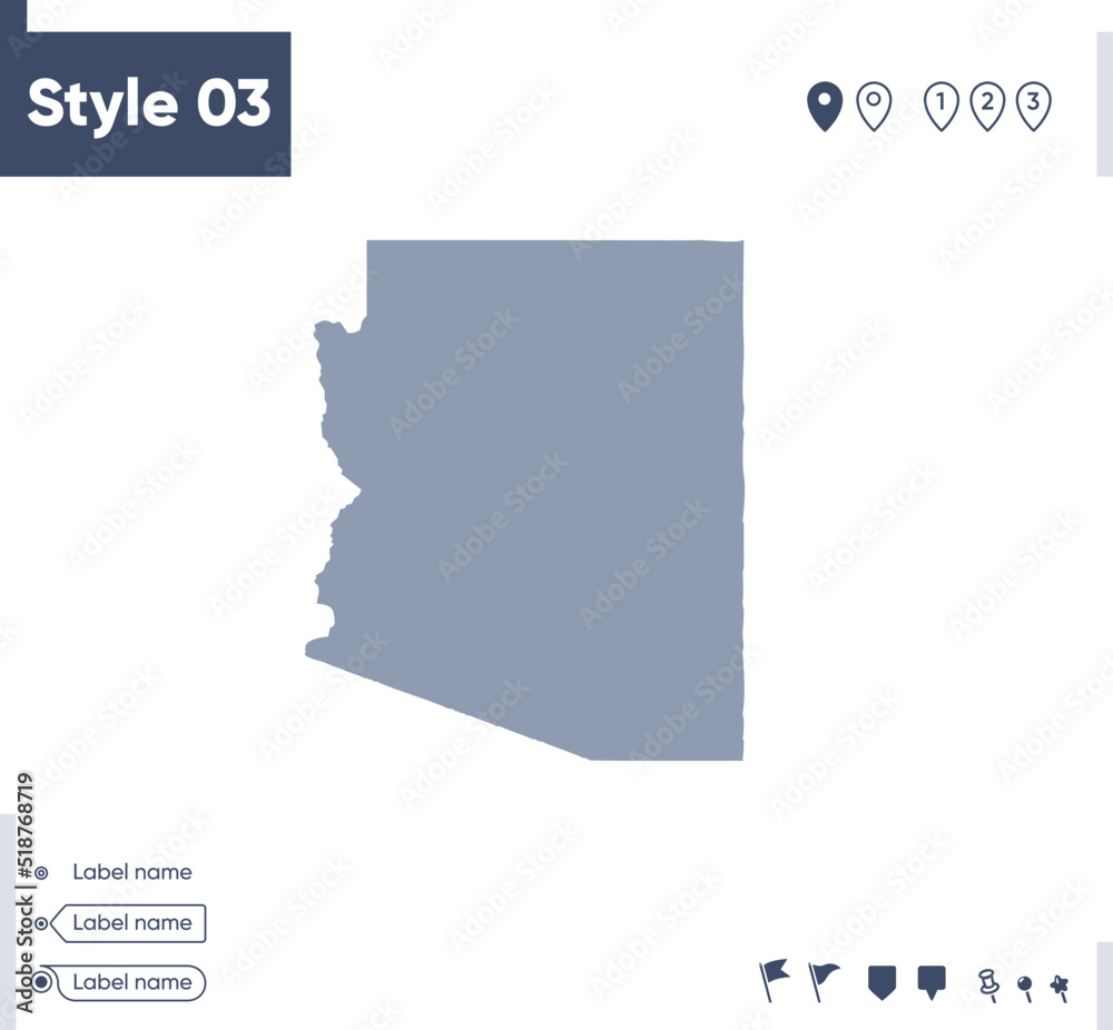 Arizona, USA - map isolated on white background. Outline map. Vector ...
