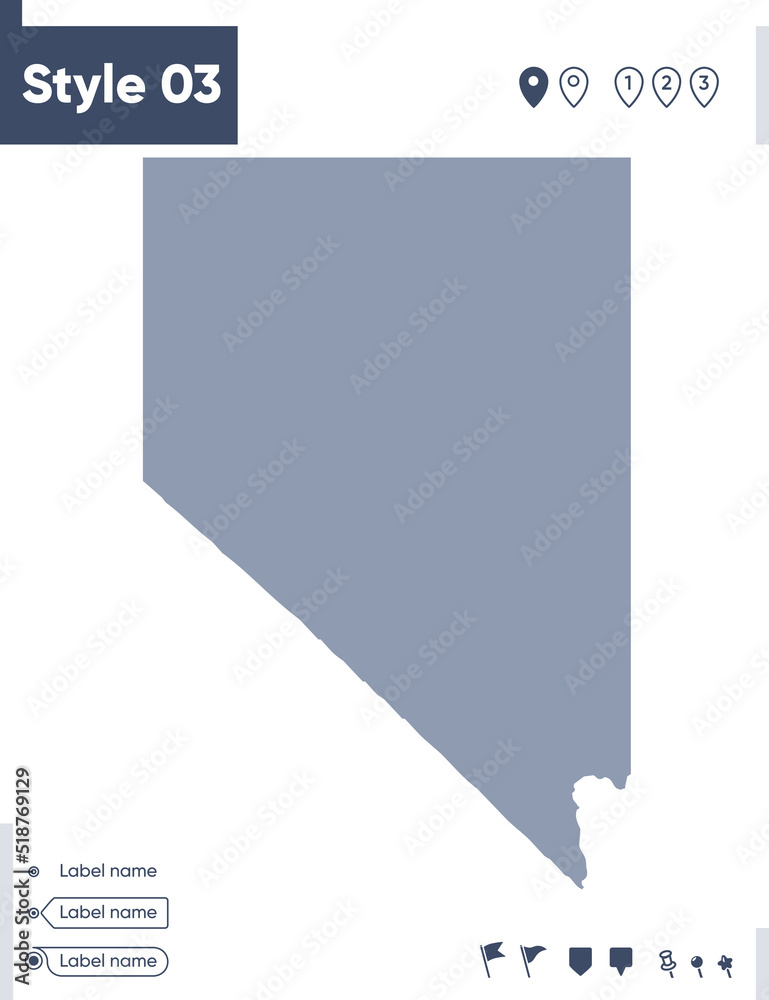 Nevada, USA - map isolated on white background. Outline map. Vector map ...