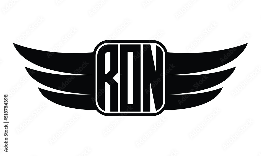 RON three Letter Wings Flying Initial wing symbol minimalist creative ...