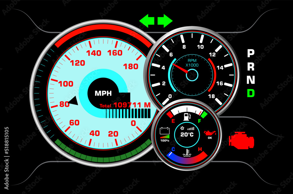 stock vector set of speedometers for dashboard analog device for speed ...