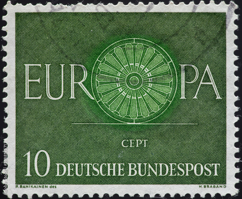 GERMANY - CIRCA 1960: a postage stamp from GERMANY, showing a wagon ...